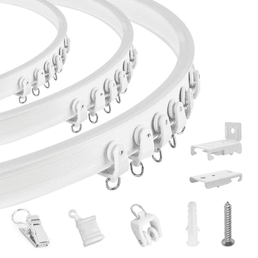 Flexible Ceiling Curtain Track, White Mount Rail with Hanging Kit ...