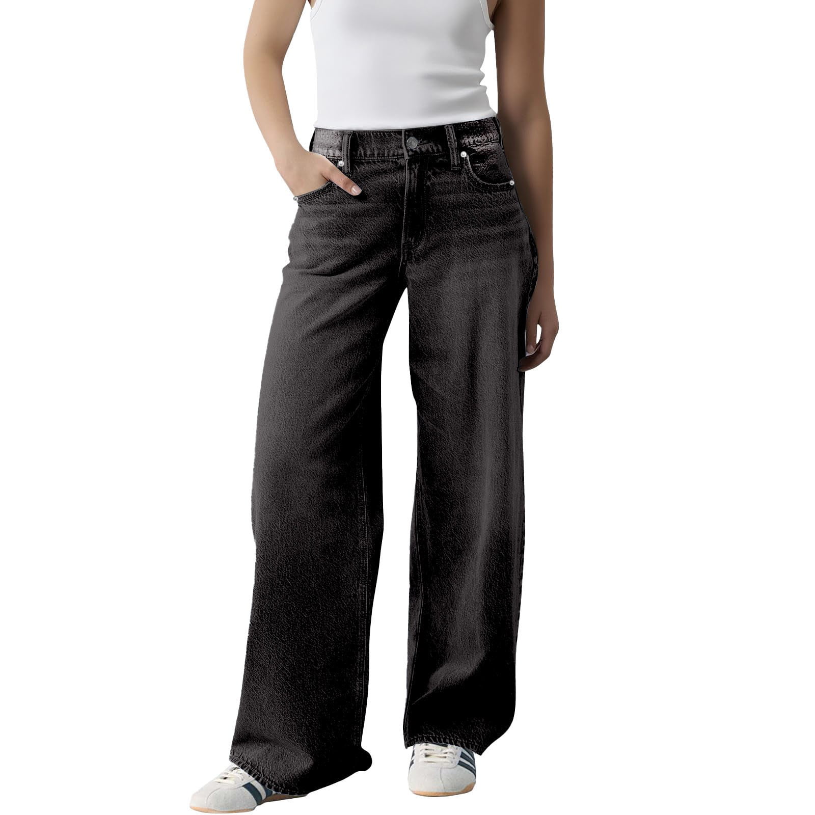 Click here for Breezora Womens Relaxed Fit Wide Leg Jeans Stretch... prices