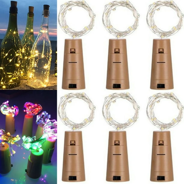 6 luces LED para botellas de vino, 2 m, impermeables al aire libre ...