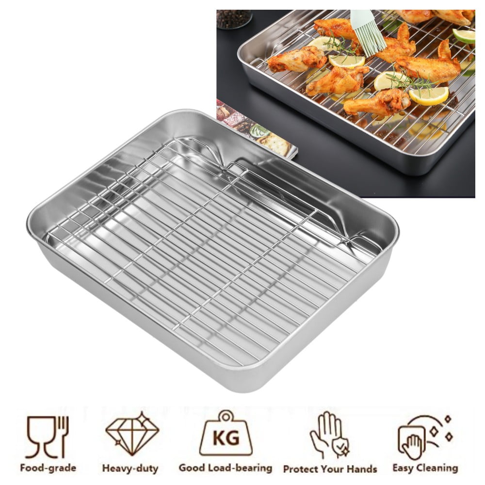 Stainless Steel Roasting Pan with Rack Rectangular Roaster Pan Deep ...