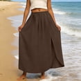 Lmueinov Women's High Waist Side Slit Elastic Waist Maxi Skirt, Flowy ...