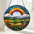 Colorful Rainbow Landscape Stained Glass Style Suncatcher Window ...