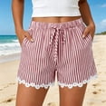 Beach Shorts For Women Pocketed Beach Striped Pull On Hotel Lounge ...