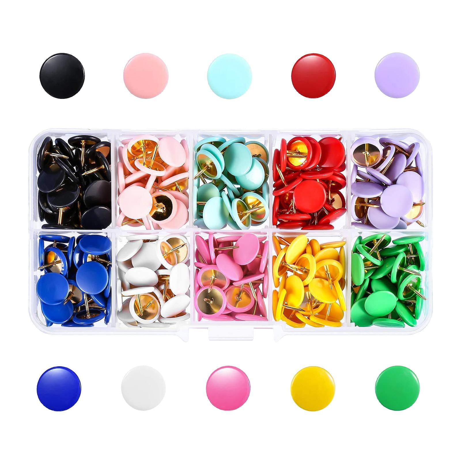 300/Pack Assorted Color Push Pins Thumb Tacks, Flat Head Push Pin ...