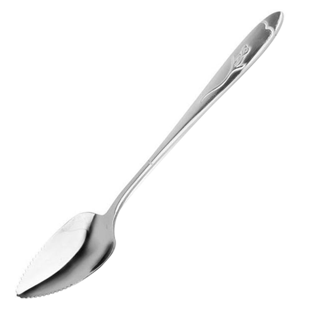 Serrated Edge Spoon Stainless Steel Grapefruit Dessert Fruit Cheese Ice ...