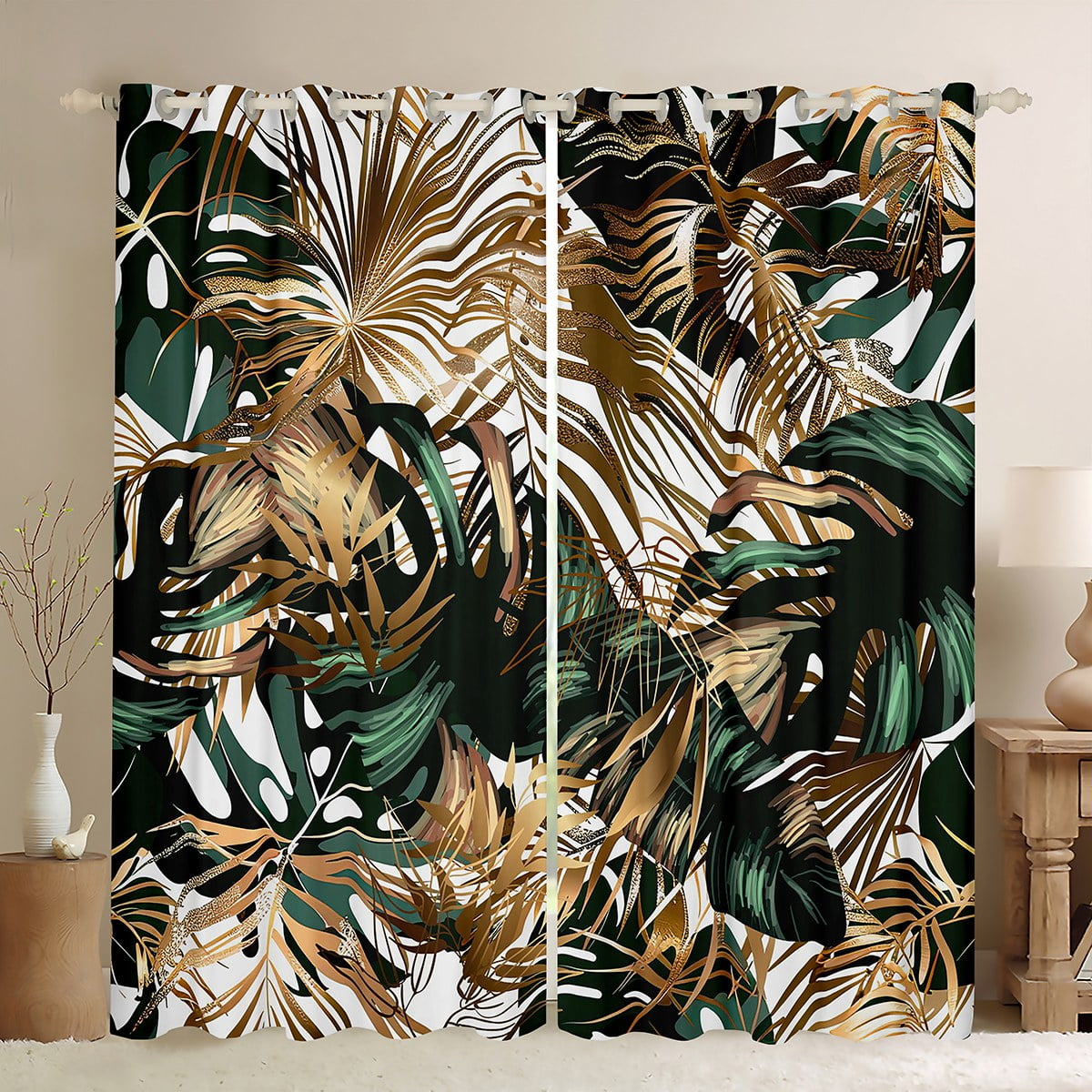 Click here for Yst Palm Leaves Curtains & Drapes 38Wx54L Tropical... prices