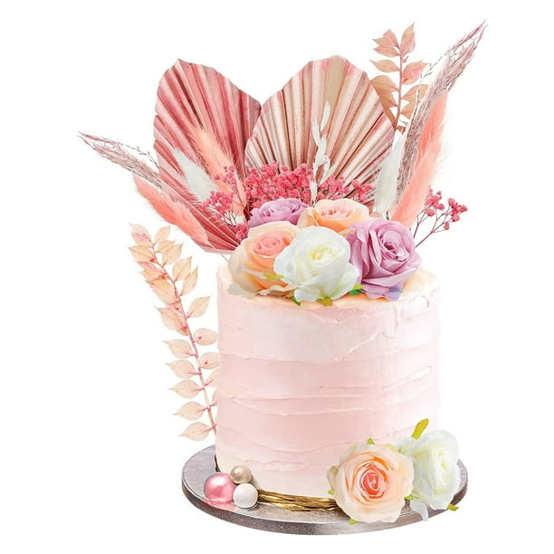 Decoración de pastel estilo boho con follaje de rosas artificiales vintage para kit de ...