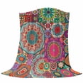 Abstract Colorful Floral Fleece Throw Blanket Ethnic Style Countryside ...