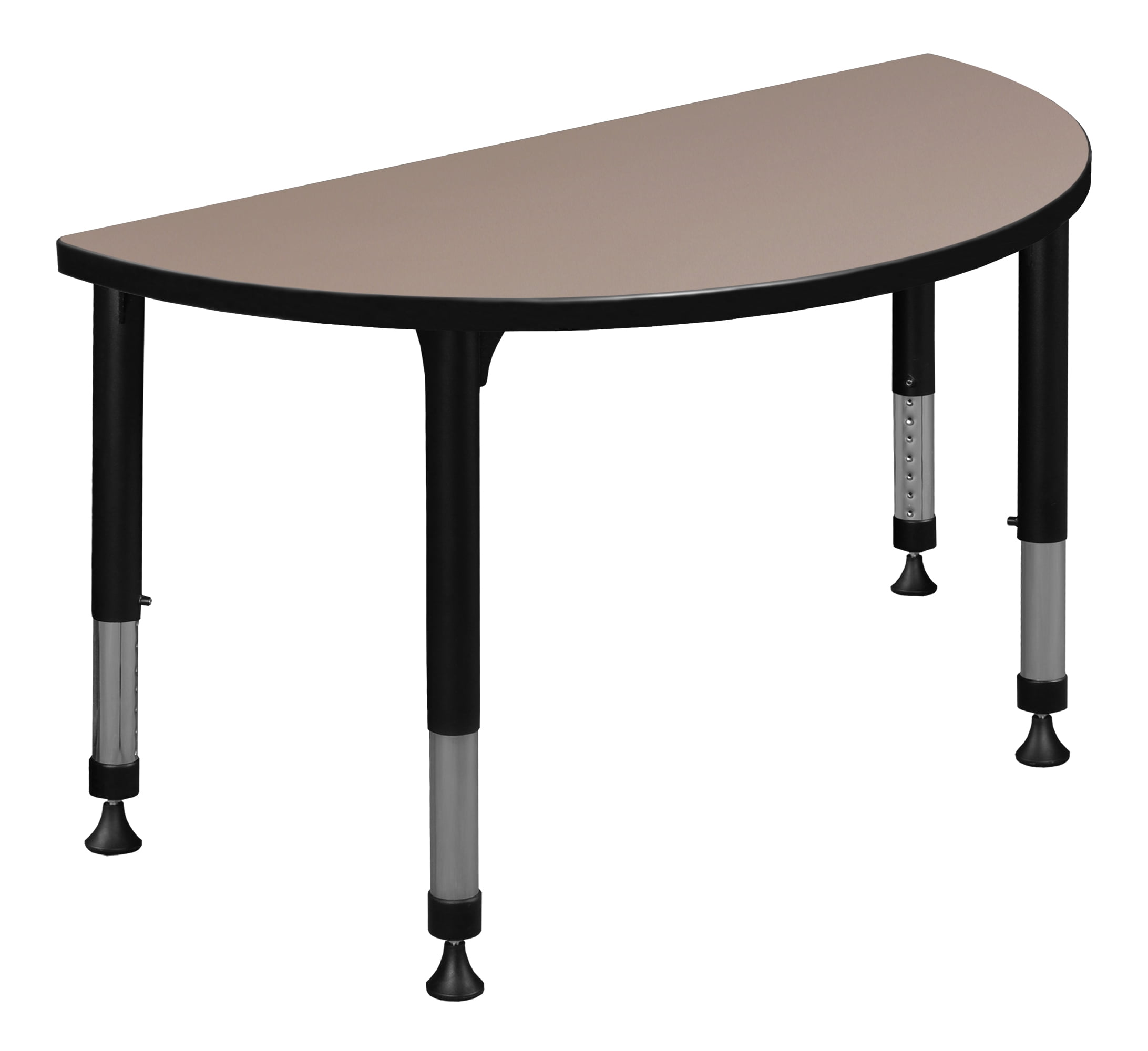 42" x 21" Half Round Height Adjustable Mobile Classroom Table- Beige ...
