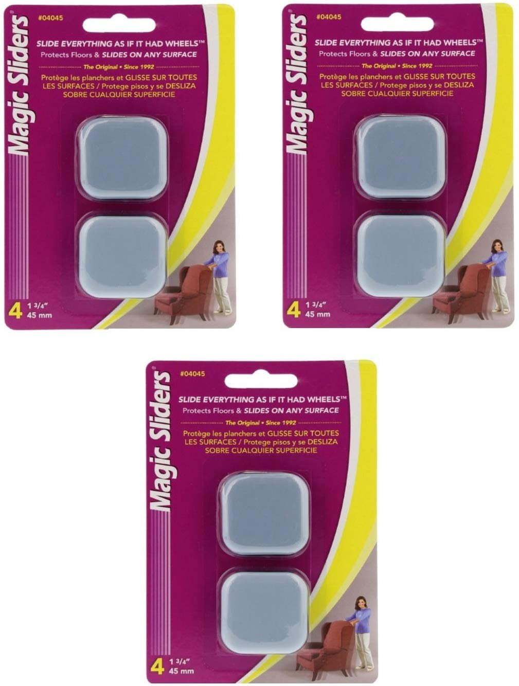 Magic Sliders 04045 Self-Adhesive Squares 1 3/4 inch-4 Count (Pack of 3 ...