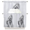 Bathroom Funny Dog Swag Curtains Valance and Tier Set, The Dog Brushing ...