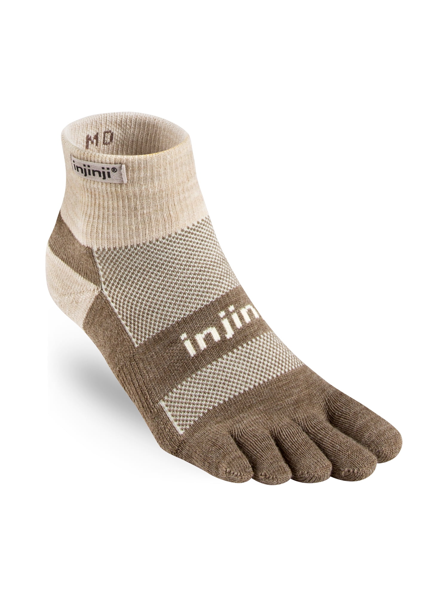 Injinji Men's Outdoor Midweight Mini-Crew Wool Socks (Oatmeal, Small ...
