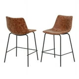 Abble 24 in. Camel Color Faux Leather Upholstered Counter and Bar Stool ...