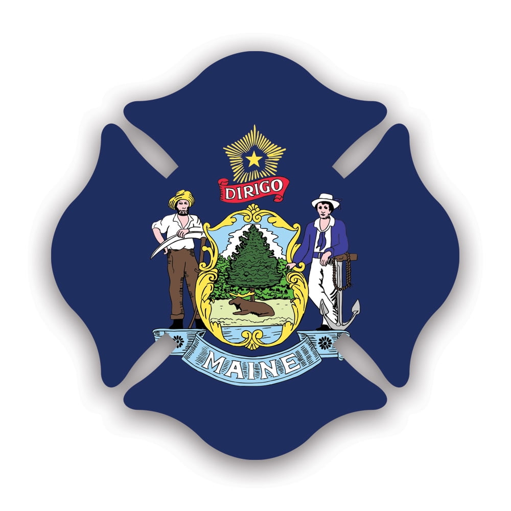 Maine State Maltese Cross Shaped Sticker Decal - Self Adhesive Vinyl ...