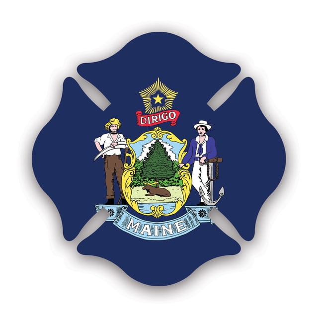 Maine State Maltese Cross Shaped Sticker Decal - Self Adhesive Vinyl ...