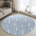 Blue Bohemian 3.3ft Round Rug for Bedroom Reading Corner, Abstract ...