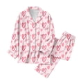 Aellinatey Women's Valentine's Day Pajama Set: Satin Heart Print Button ...