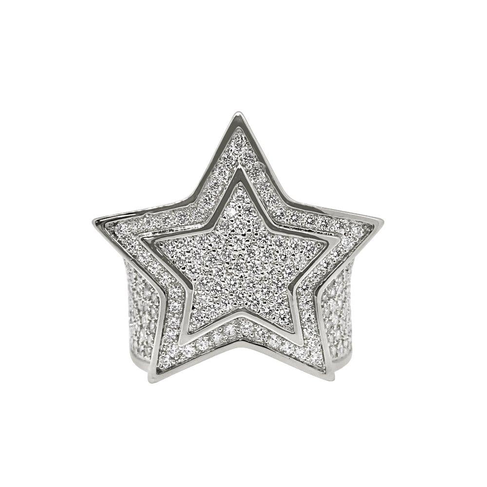 Super Star Rhodium CZ Bling Bling Ring (9) - Walmart.com