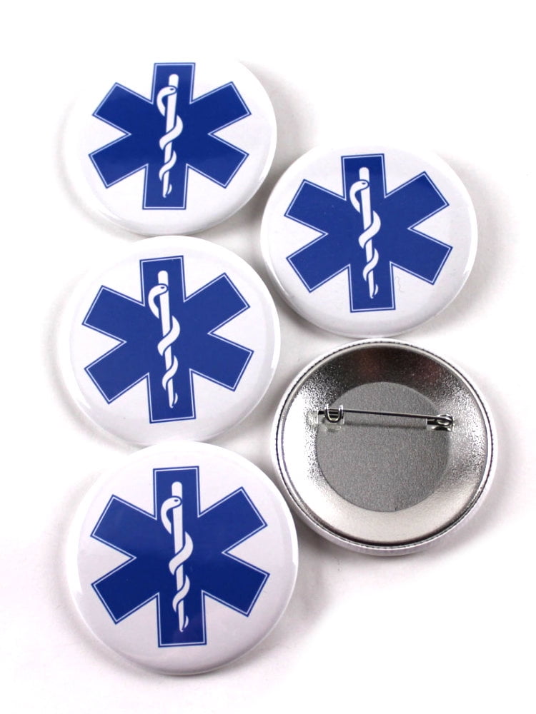 Star of Life EMS Medical Ambulance Symbol Pinback Buttons - 2.25 Inch ...