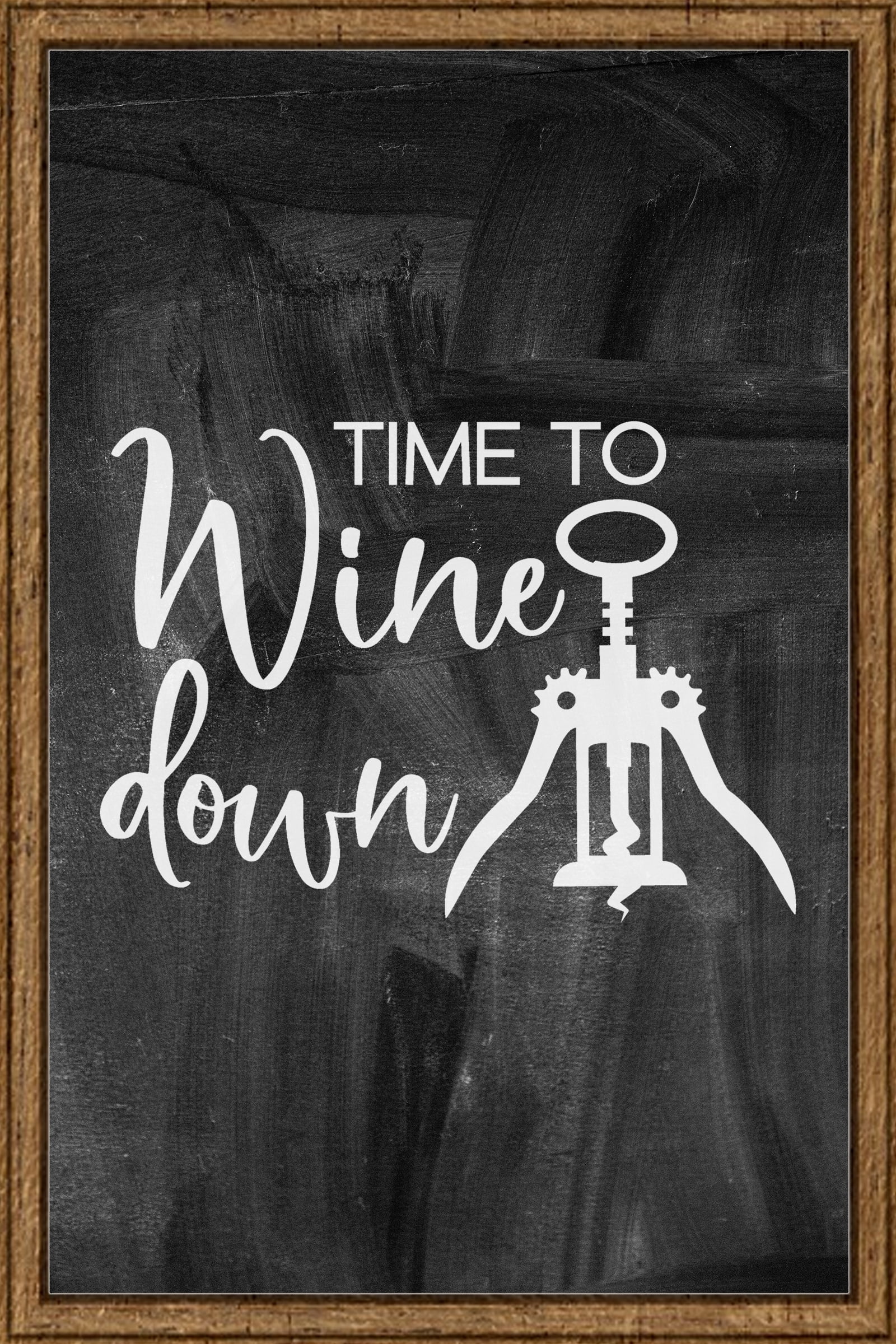 Time to wine down caps cursive corkscrew alcohol drinking funny Tin ...