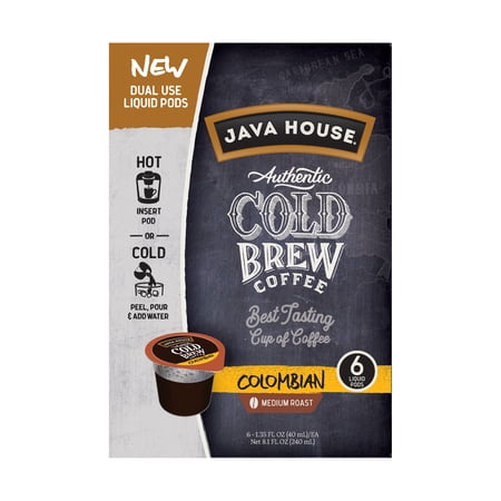 Java House® Authentic Cold Brew Coffee Pods, Colombian Black, 12 Count ...