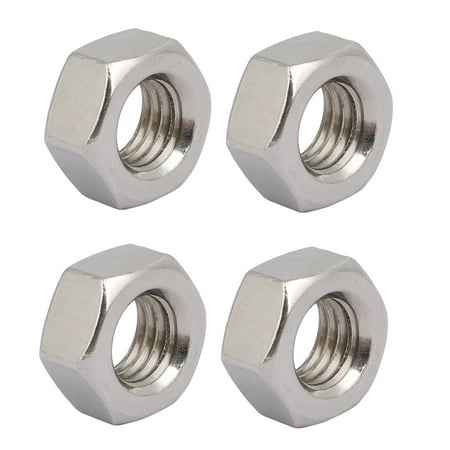 4pcs M12 x 1.75mm Pitch Metric Thread 201 Stainless Steel Left Hand Hex ...