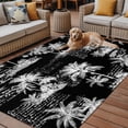 Black Retro Tropical Outdoor Rug 6x9 ft Palm Trees Old Newspapers ...