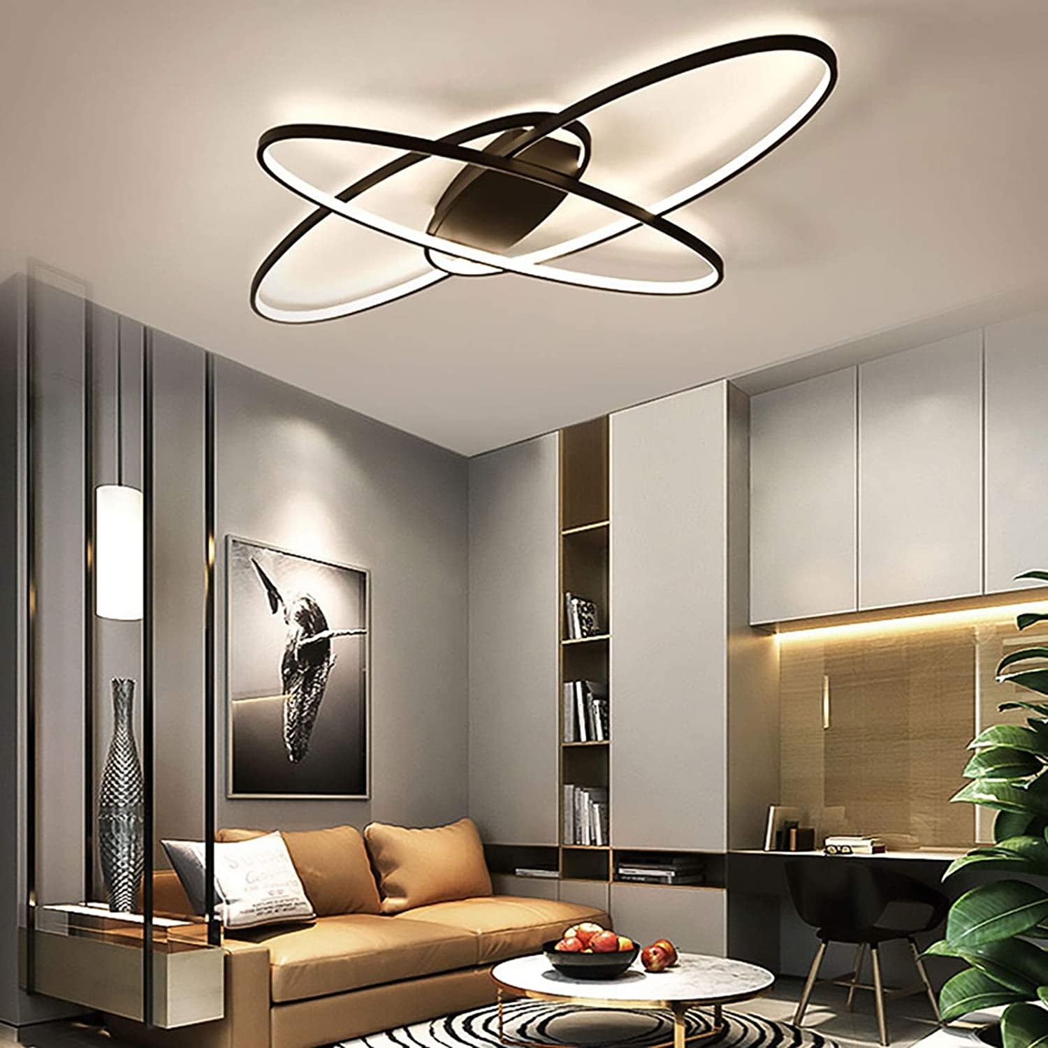 FETCOI Modern LED Ceiling Light Fixture Circle Ring Chandelier Lighting ...
