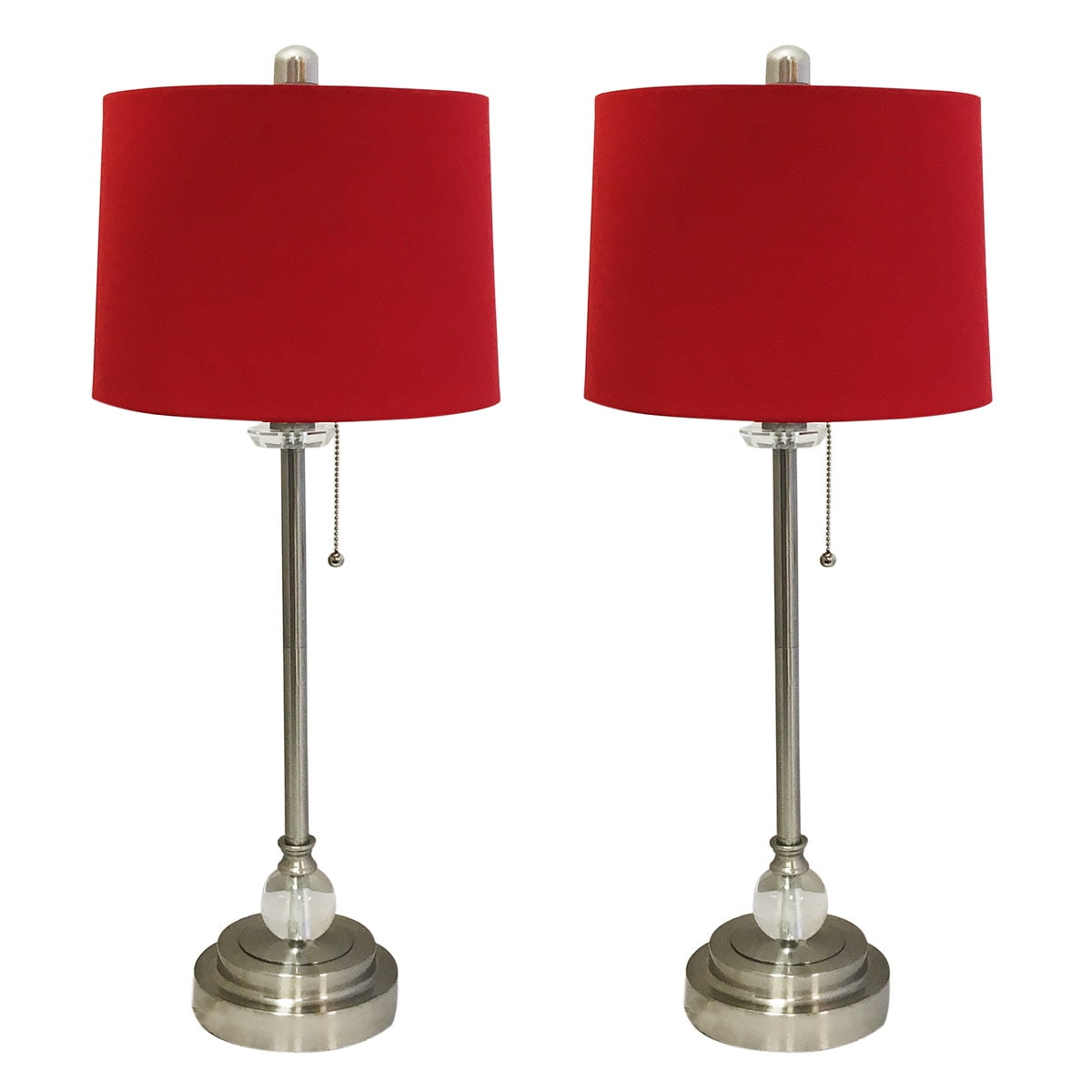 Royal Designs 28" Crystal and Brushed Nickel Buffet Lamp with Red ...