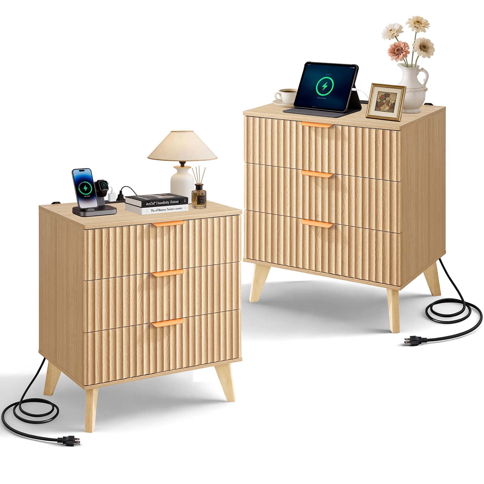 Click here for Vevor Fluted Nightstands With Charging Station  Se... prices