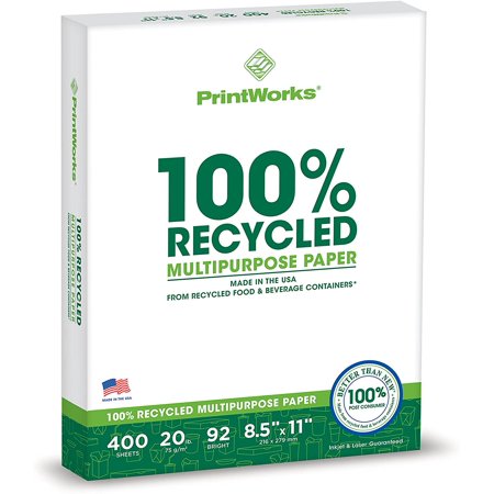 Printworks 100 Percent Recycled Multipurpose Paper, 20 Pound, 92 Bright ...