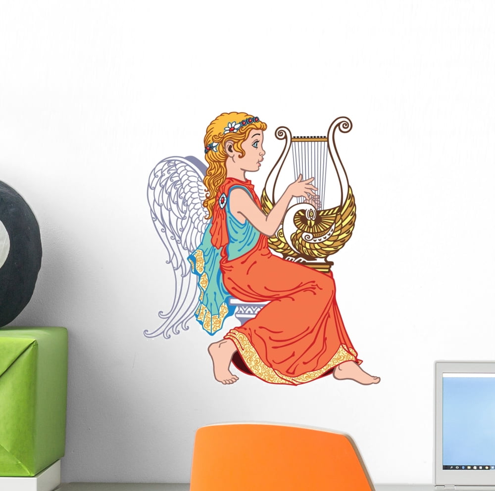 Angel Girl Playing Lyre Wall Decal Wallmonkeys Peel and Stick Graphic ...
