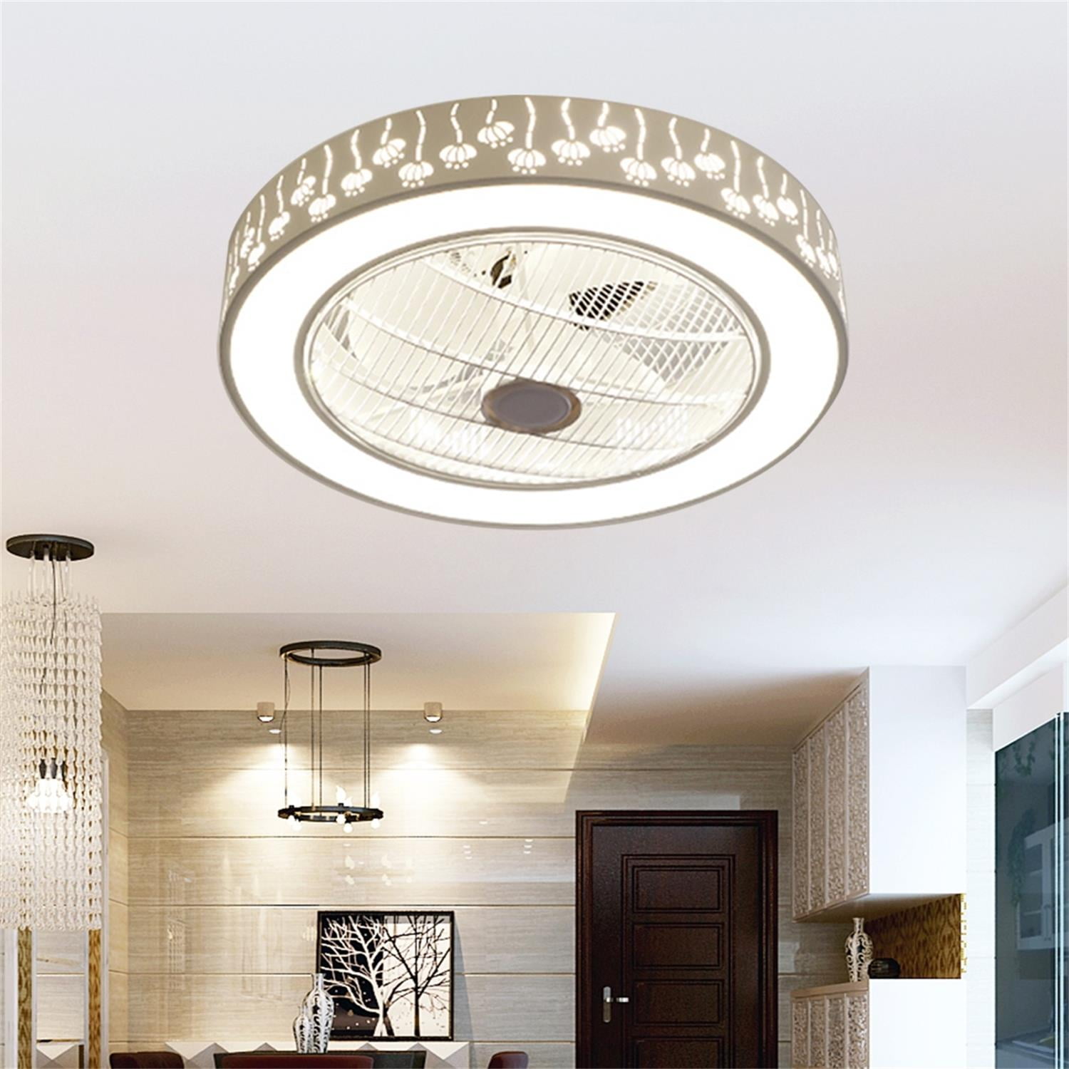 WUZSTAR 21.6 Inch Enclosed Ceiling Fan Light Acrylic Invisible Blades ...