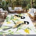 Bird Branch Outdoor Rug, Watercolor Animal Green Leaves Landscape Non ...
