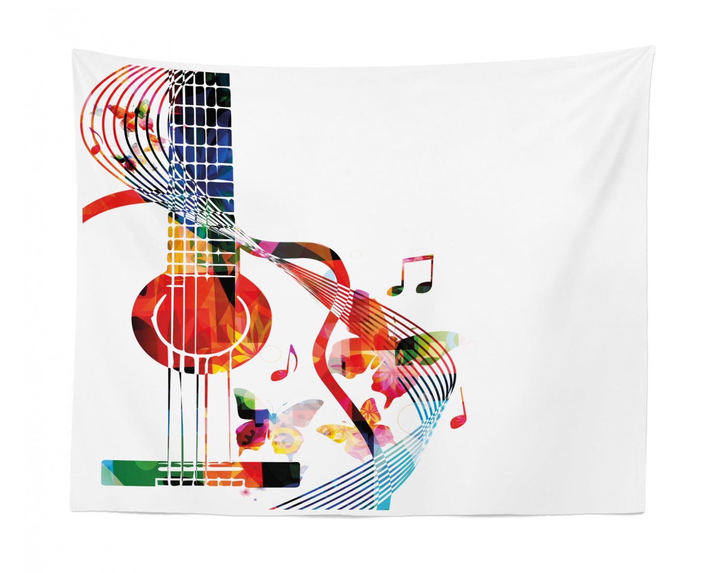 Colorful Tapestry, Watercolor Style Peacocks and Long Tails on Flowered ...