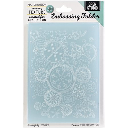 Memory Box 3D Embossing Folder 4.5"X5.75"-Put It In Gear -EF1018 ...