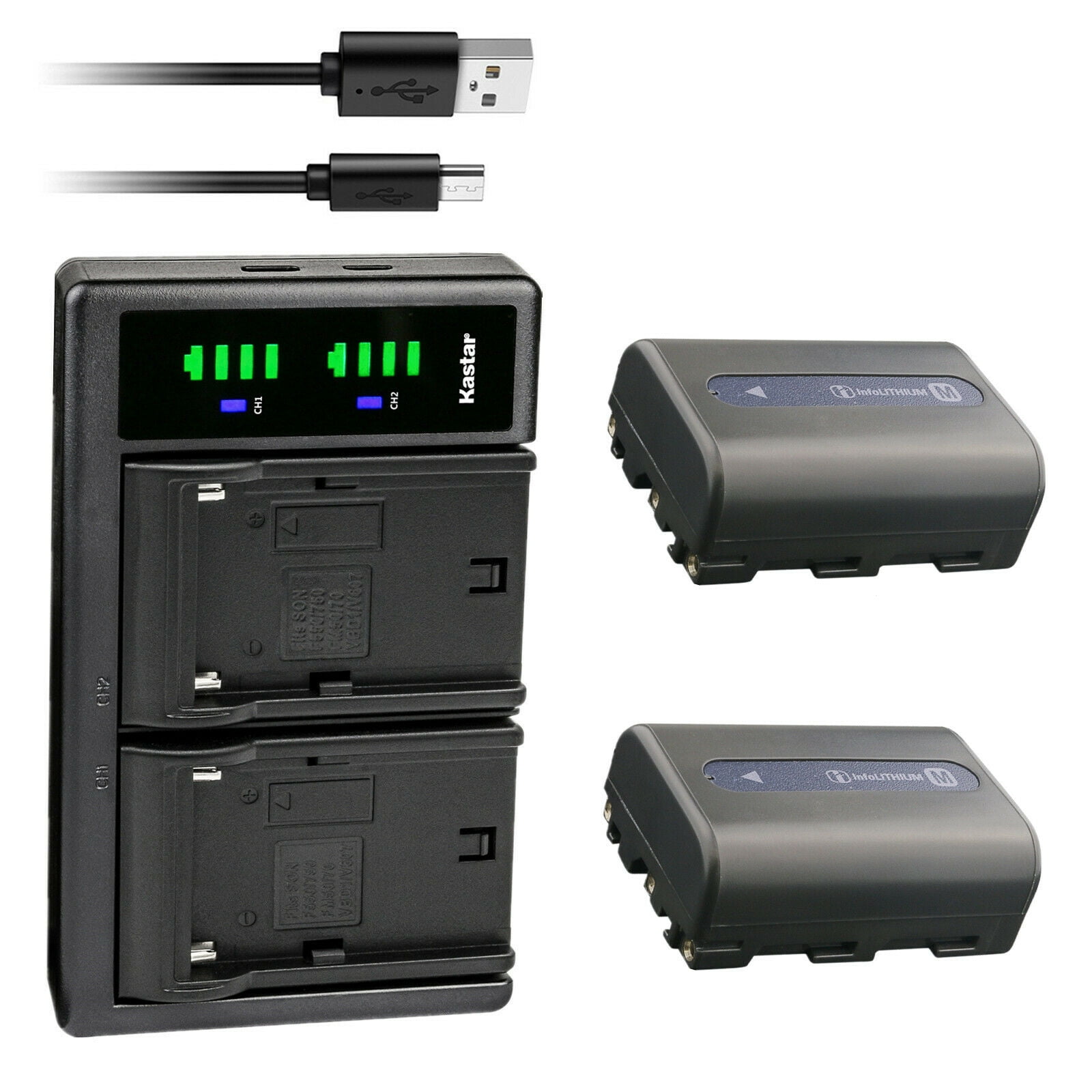 Kastar 2-Pack NP-FM50 Battery and LTD2 USB Charger Replacement for Sony DSC-S75, DSC-S85, DCR ...