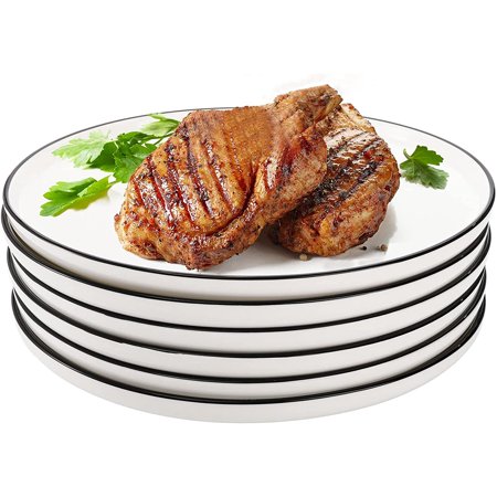 6 Pack 10 Inch Porcelain Dinner Plates Elegant White Steak Plates with ...