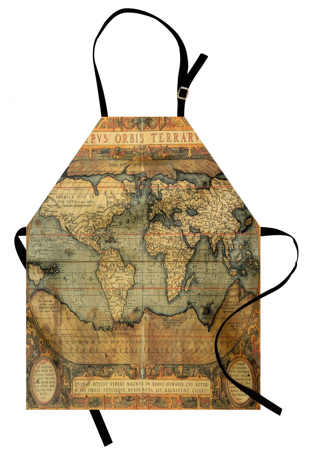 World Map Apron Ancient Old Chart Vintage Reproduction of 16th Century ...