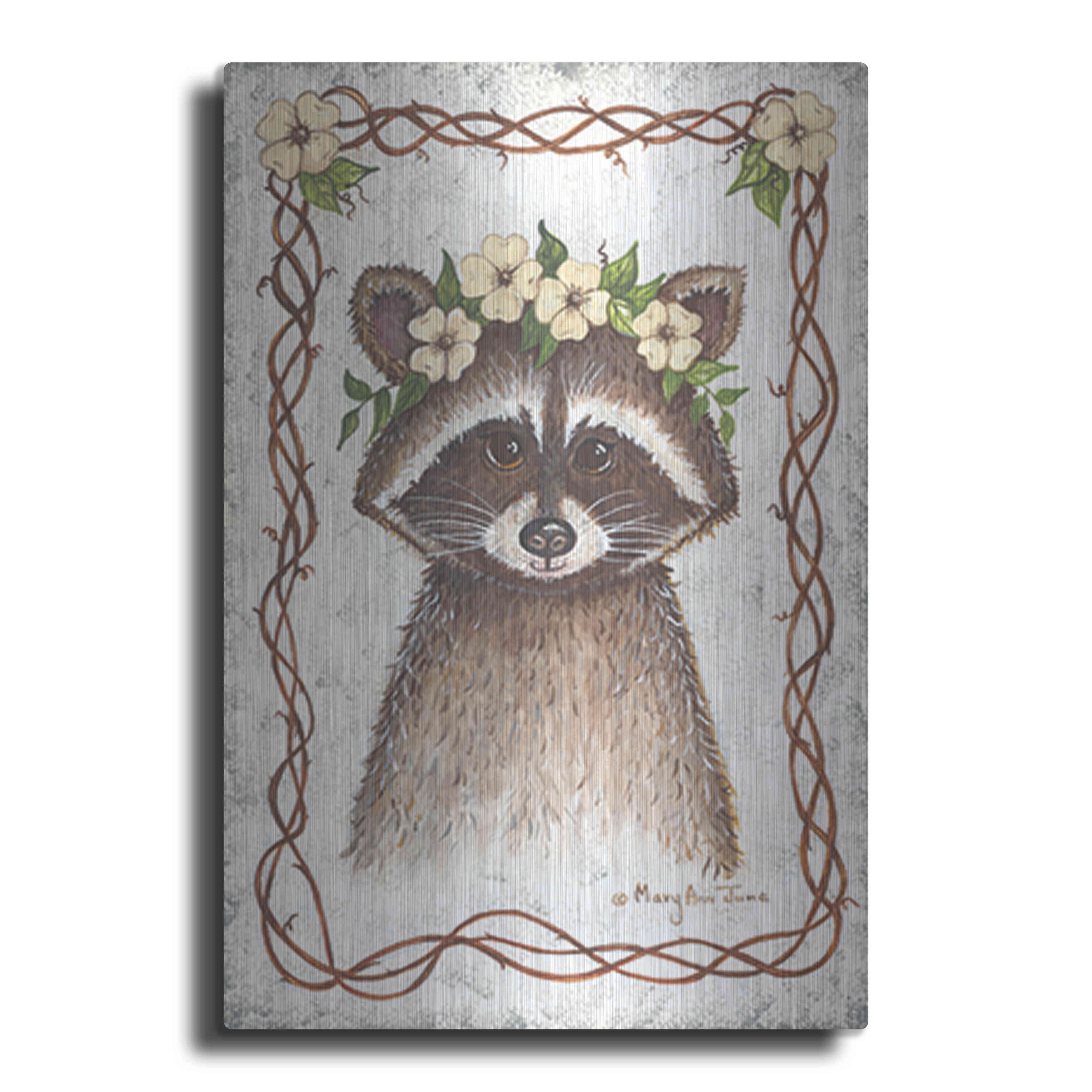 Luxe Metal Art 'Raccoon' by Mary Ann June, Metal Wall Art, 24"x36 ...