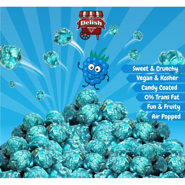 Gourmet Blue Raspberry Flavored Popcorn by It's Delish, 8 Oz Bulk Bag ...
