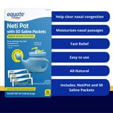 Equate Neti Pot with 50 Saline Packets Nasal Wash System for Sinus ...