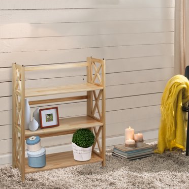 Stony Edge Folding Four Shelf Bookcase Brown Espresso Finish - Walmart.com