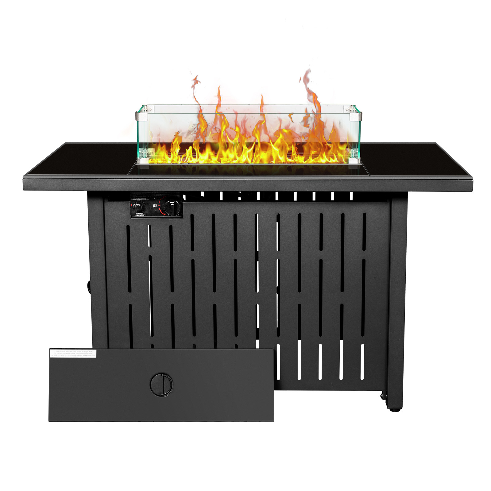 Homall Patio 43 inch Propane Gas Fire Table 50000 BTU Outdoor Wicker ...