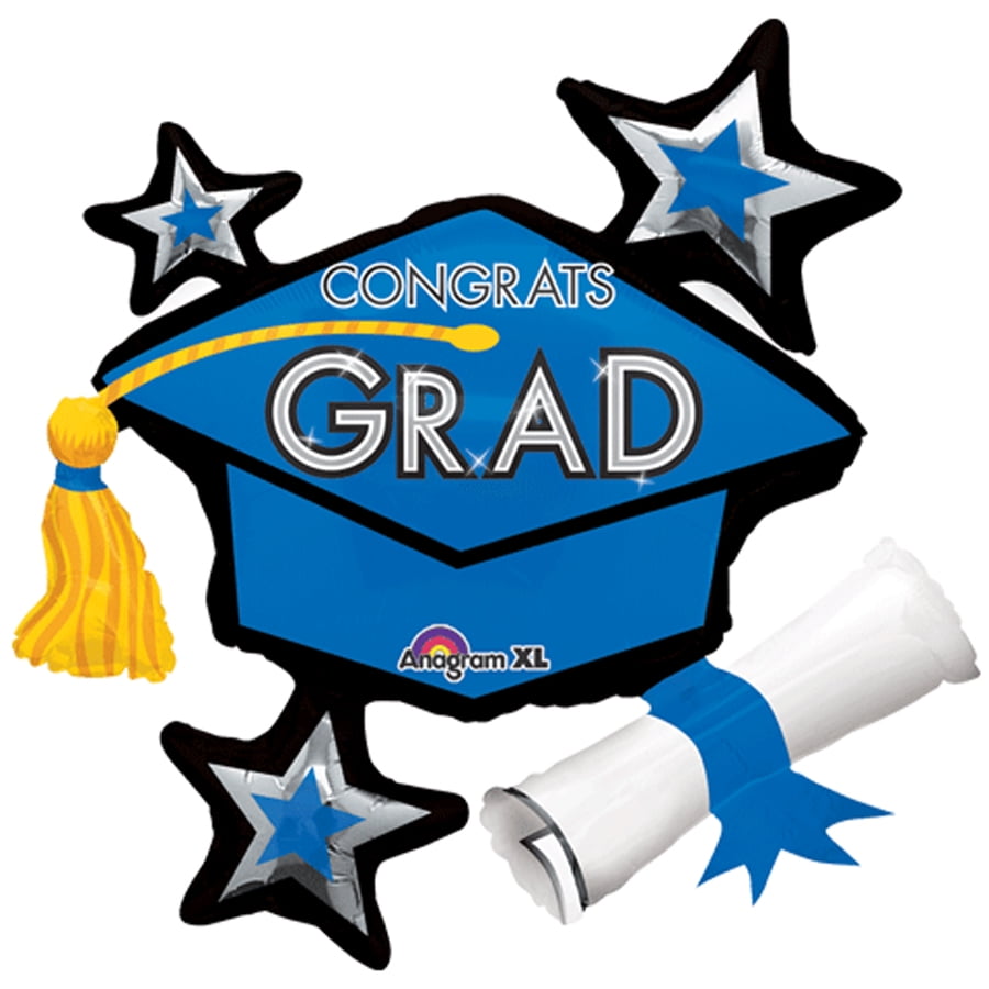 Anagram Congrats Grad Cap School Colors Cluster SuperShape 31in Foil ...