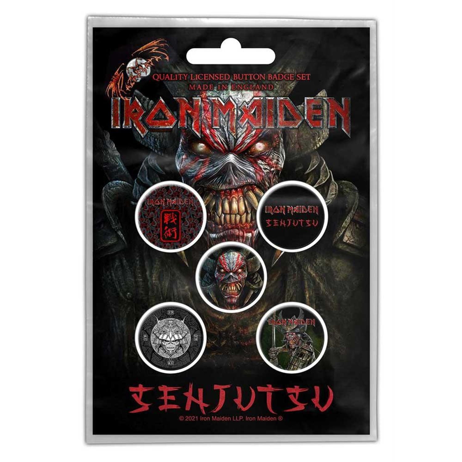 Click here for Iron Maiden Senjutsu Badge (Pack Of 5) One Size prices
