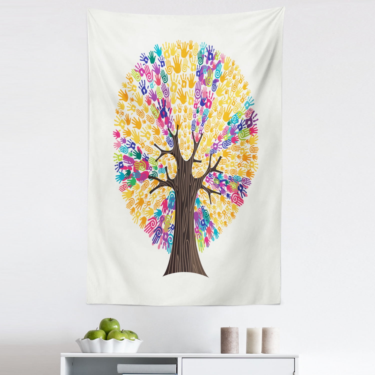 Tree Tapestry, Hand Prints Solidarity Woods Forest Illustration on ...