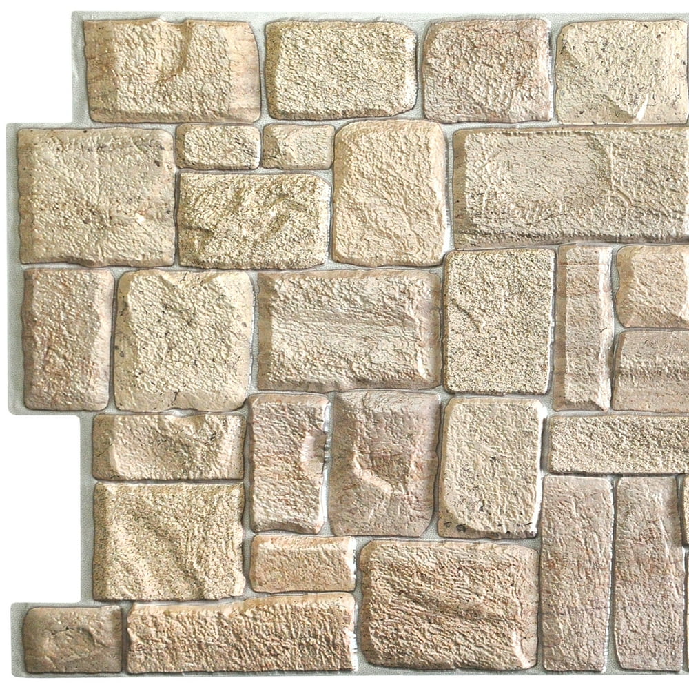Beige Faux Limestone, 3.2 ft x 1.6 ft, PVC 3D Wall Panel, Interior ...