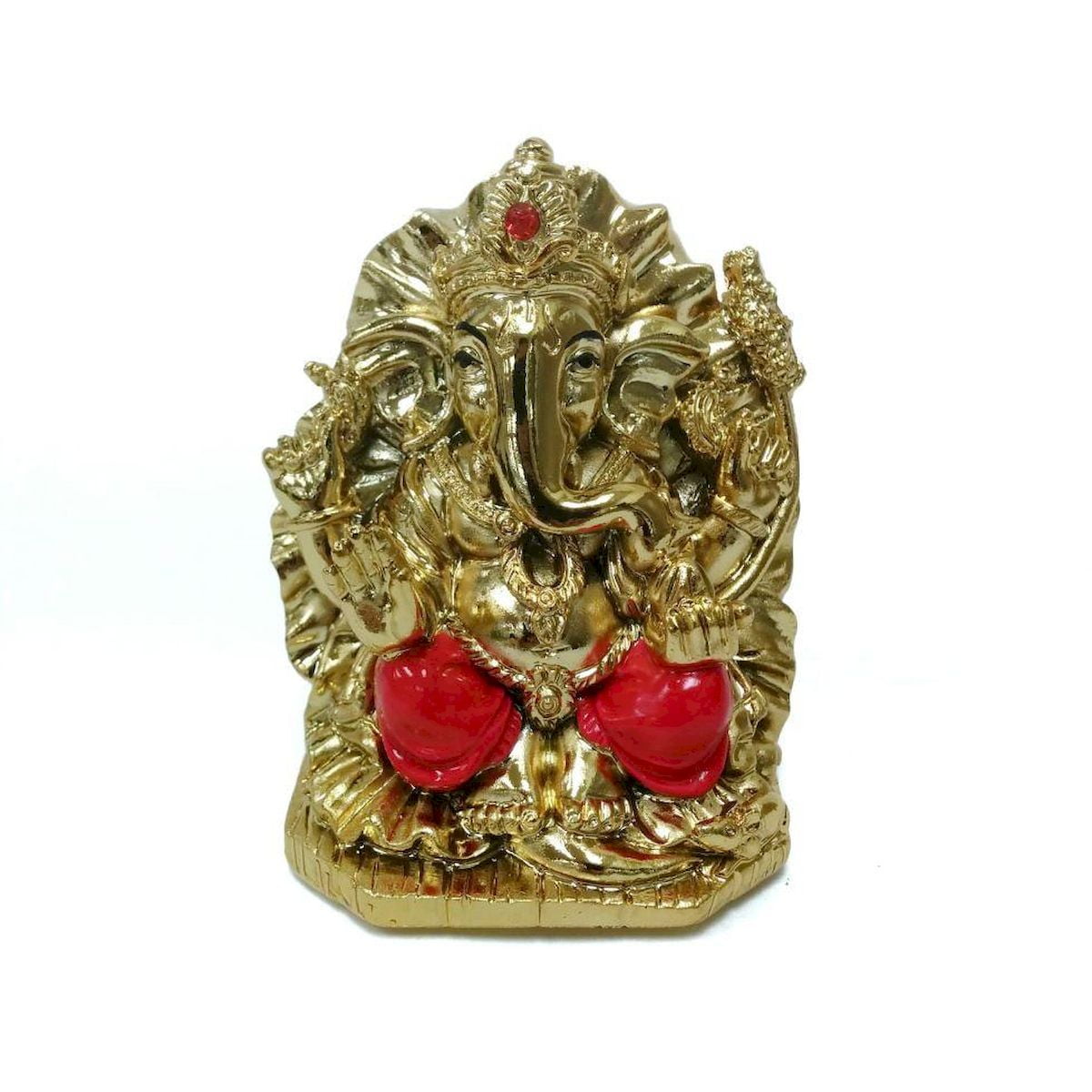 3" Ganesh In Red With Gold Finish Figurine - Walmart.com