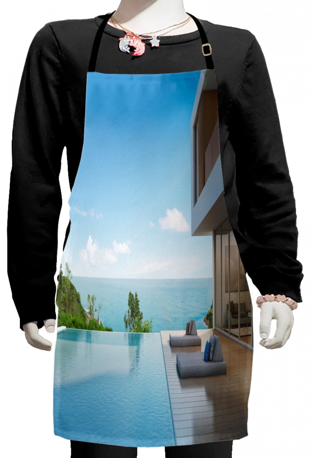 White Kids Apron, Modern Minimalist Design Beach Summer House with ...